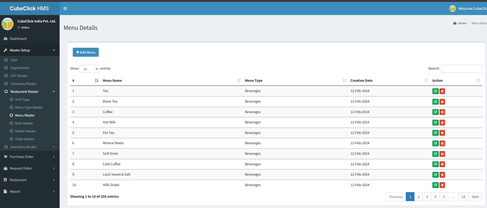 Restaurant Billing Software | CubeClick India | Leading IT Solutions ...